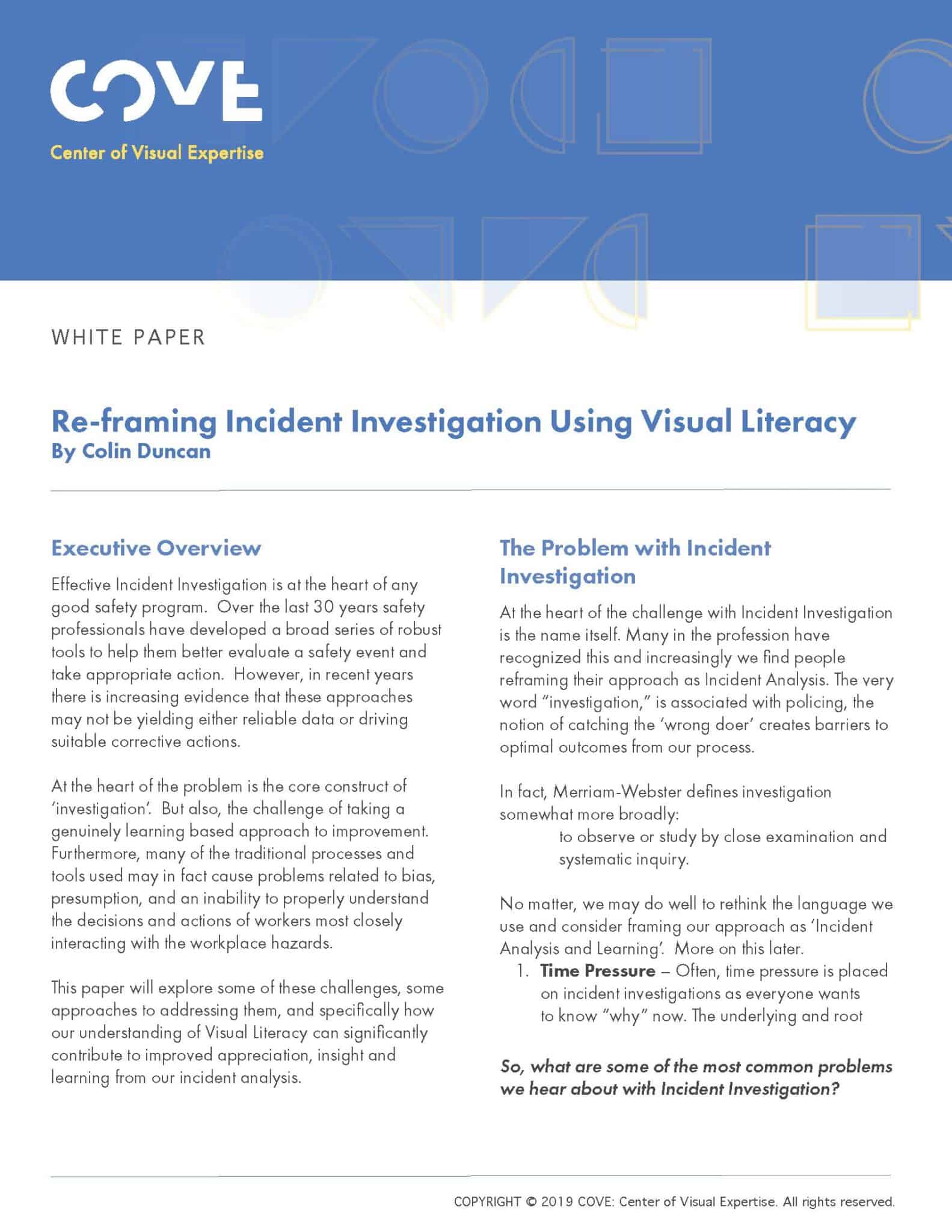 Why Incident Investigations Fail - COVE | Center of Visual Expertise